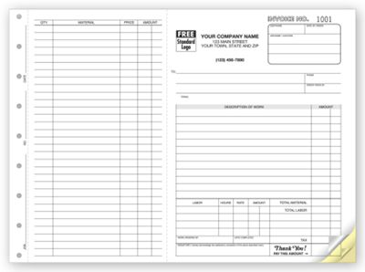 Side-Stub Carbonless Work Order Form - Custom Printed by Deluxe