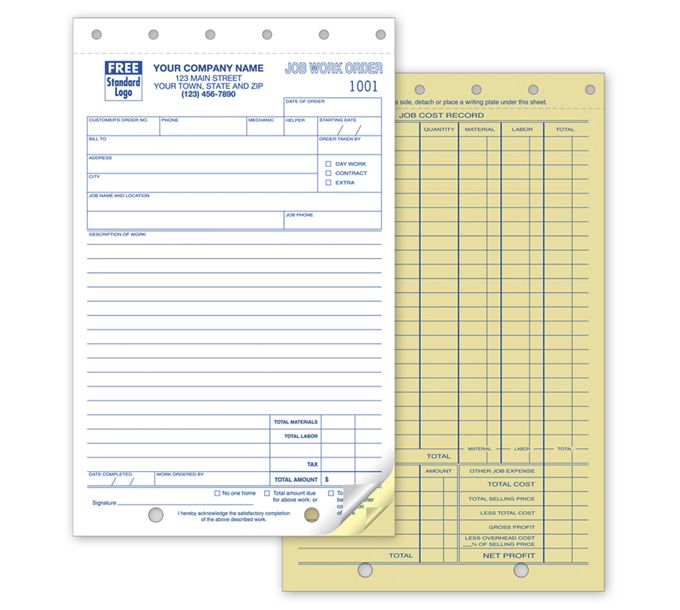 Job Work Order Form - Custom Printed by Deluxe | Deluxe.com