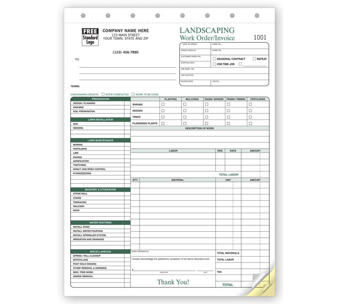 Landscape Work Order - Work Orders - 6570 by Deluxe | Deluxe.com
