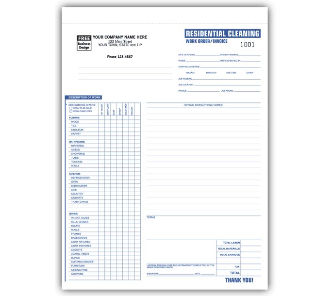 Business Forms - Residential Cleaning Work Orders - 6579 by Deluxe ...