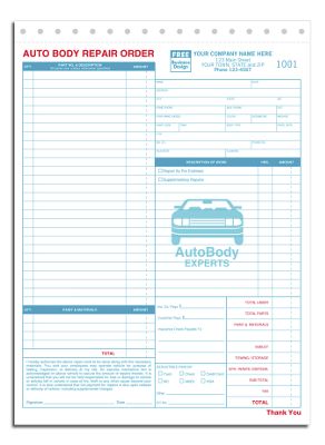 Business Forms - Auto Body Repair Orders - 6597 by Deluxe