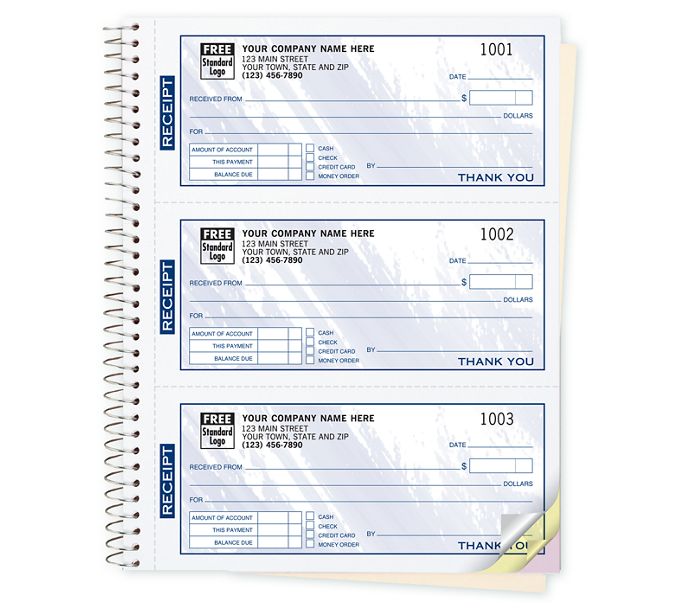 Cash Receipt Books, Colors Design, 3 To Page | 693T | Deluxe | Deluxe.com
