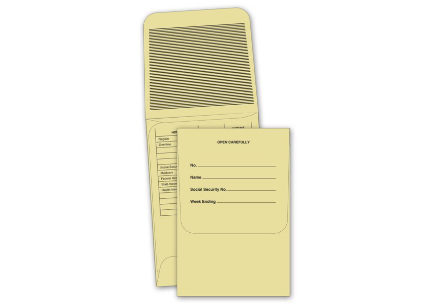 Manila Payroll Envelope 3 1/8 X 4 5/8, Gummed Seal - 750