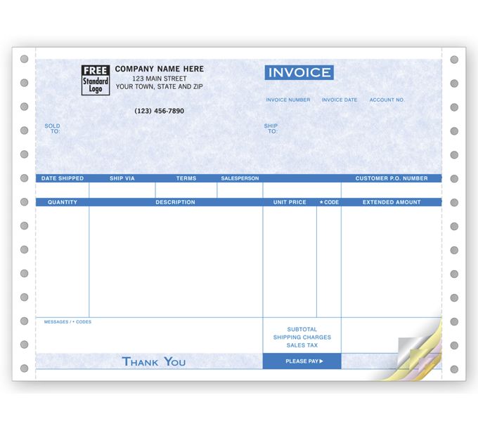 Business Invoices - Parchment Continuous Invoices - 9206G by Deluxe ...