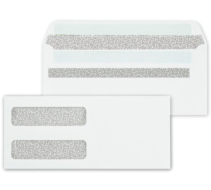 Business Envelopes - Custom Printed #9 Double Window Confidential Self ...
