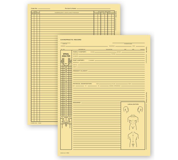 Business Forms - Spinal Diagram Card File Fold Chiropractic Exam ...
