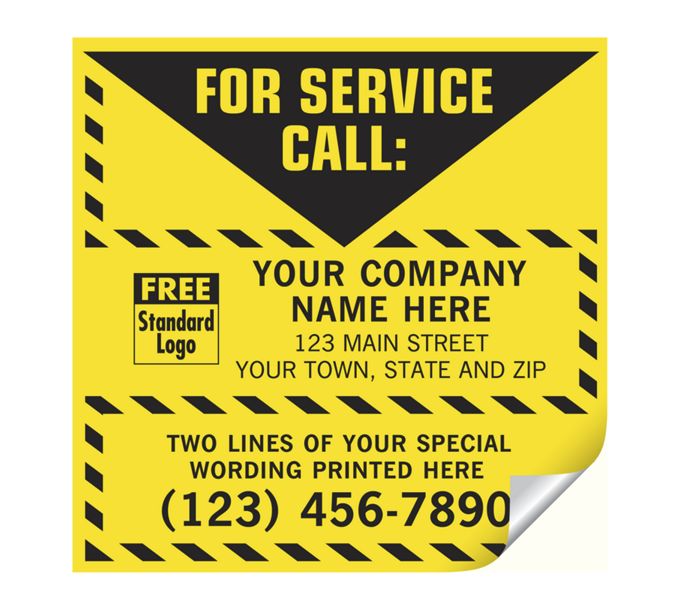 Business Labels - Yellow with Safety Border Vinyl For Service Call ...