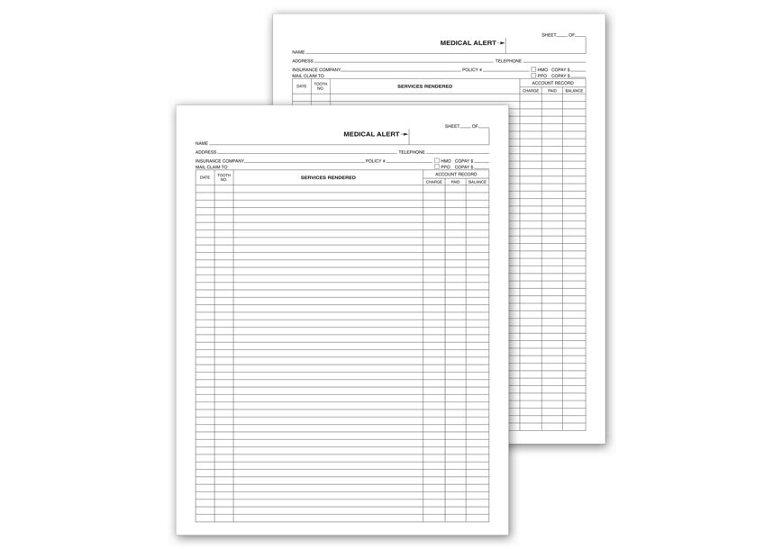 Dental Exam Record Notes Business Form - D102
