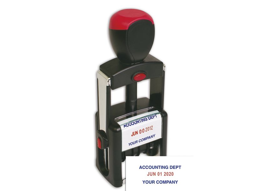 Self-Inking Metal Date Stamp - Blue and Red Ink