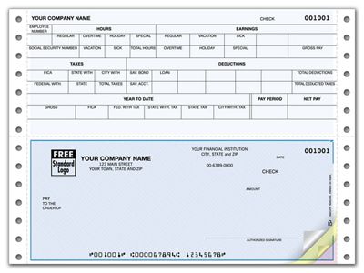 Business Checks - Custom Printed Continuous Bottom Payroll Check ...