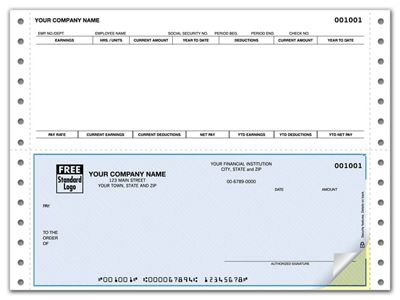 Business Checks - Custom Printed Continuous Bottom Payroll Check - DCB304 by Deluxe