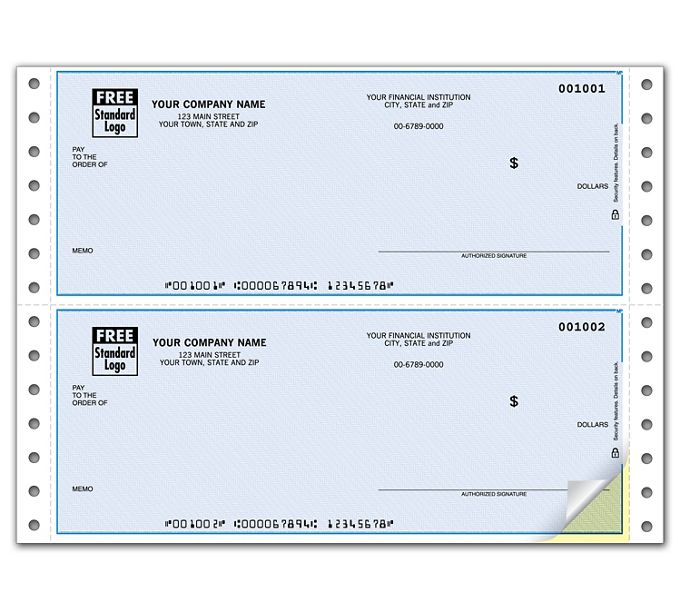 Business Checks - Custom Printed Continuous 3 1/2" Unlined Check ...