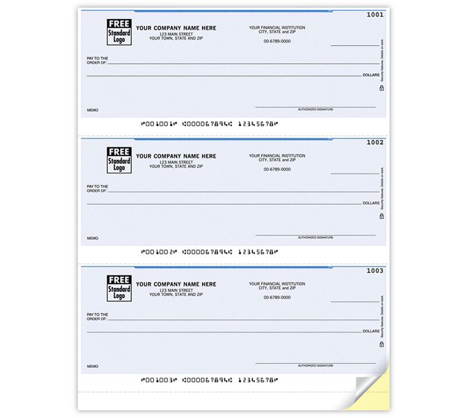Business Checks - Custom Printed 3 On A Page Laser Check Compatible ...