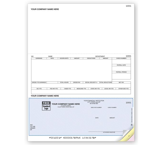 Business Checks - Custom Laser Bottom Payroll Check - DLB330 by Deluxe ...
