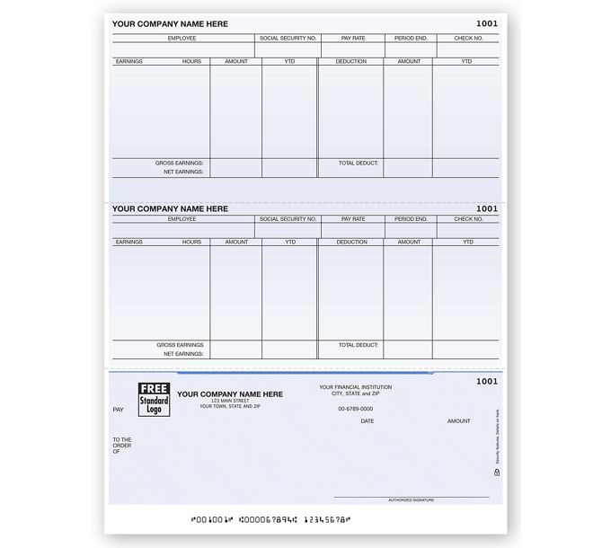 Payroll Checks - Laser Bottom Payroll Check - DLB333 by Deluxe | Deluxe.com