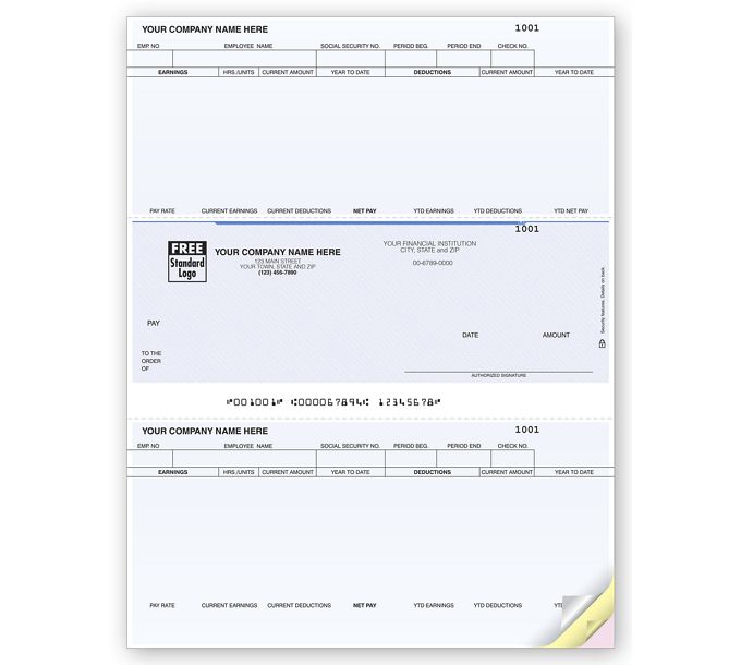 Payroll Checks - Laser Middle Payroll Check - DLM304 by Deluxe | Deluxe.com