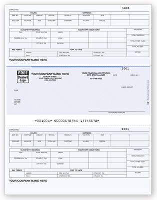 Payroll Checks - Laser Middle Payroll Check - DLM306 by Deluxe