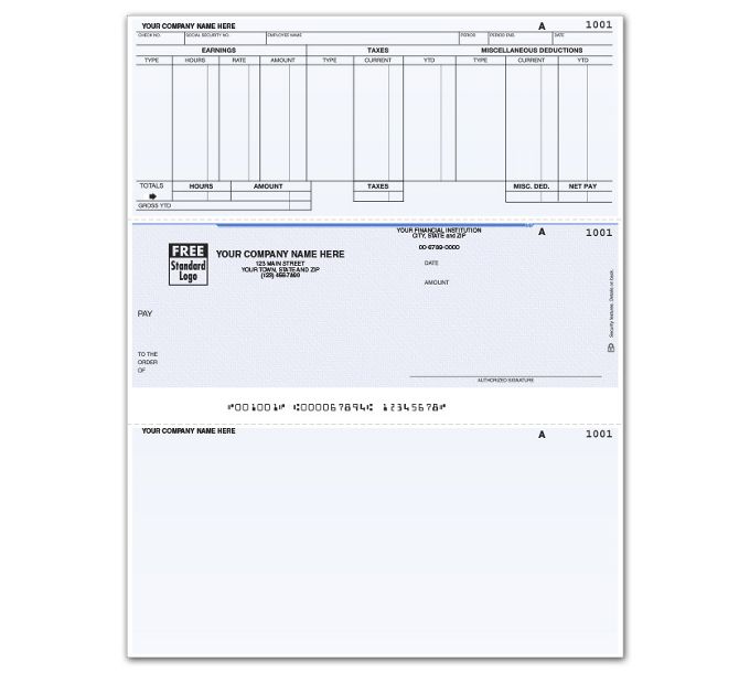 Payroll Checks - Laser Middle Payroll Check - DLM314 by Deluxe | Deluxe.com