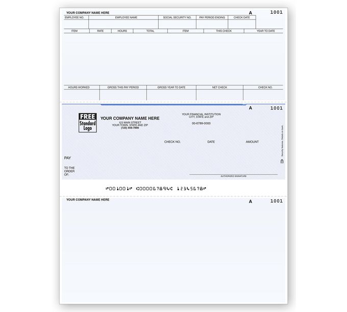 Payroll Checks - Laser Middle Payroll Check - DLM317 by Deluxe | Deluxe.com
