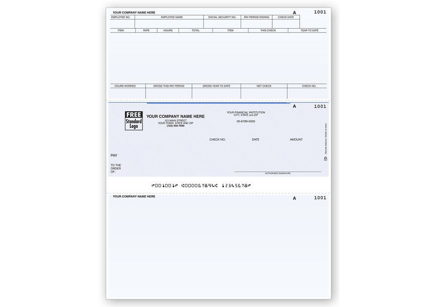 Payroll Checks - Laser Middle Payroll Check - DLM317 by Deluxe