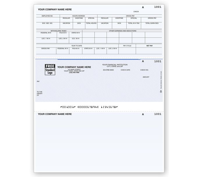 Payroll Checks - Laser Middle Payroll Check - DLM318 by Deluxe | Deluxe.com