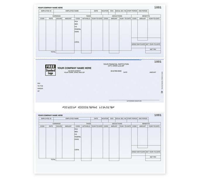 Business Checks - Custom Laser Middle Payroll Check - DLM335 by Deluxe ...