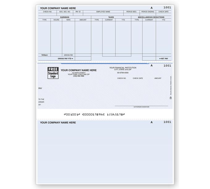 Payroll Checks - Laser Middle Payroll Check - DLM344 by Deluxe | Deluxe.com