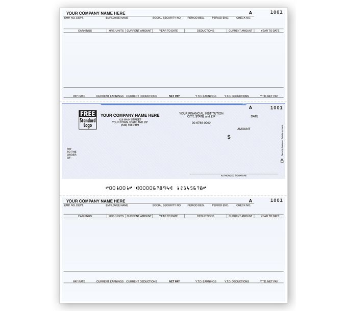 Payroll Checks - Laser Middle Payroll Check - DLM353 by Deluxe | Deluxe.com