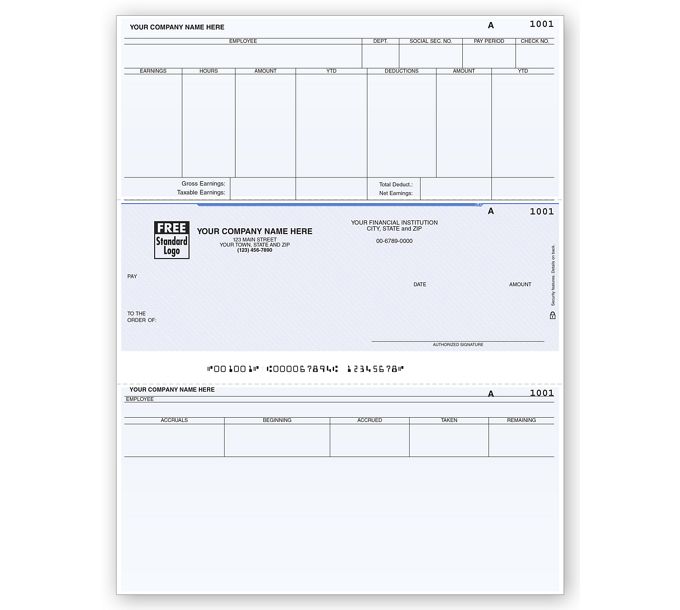 Payroll Checks - Laser Middle Payroll Check - DLM354 by Deluxe | Deluxe.com