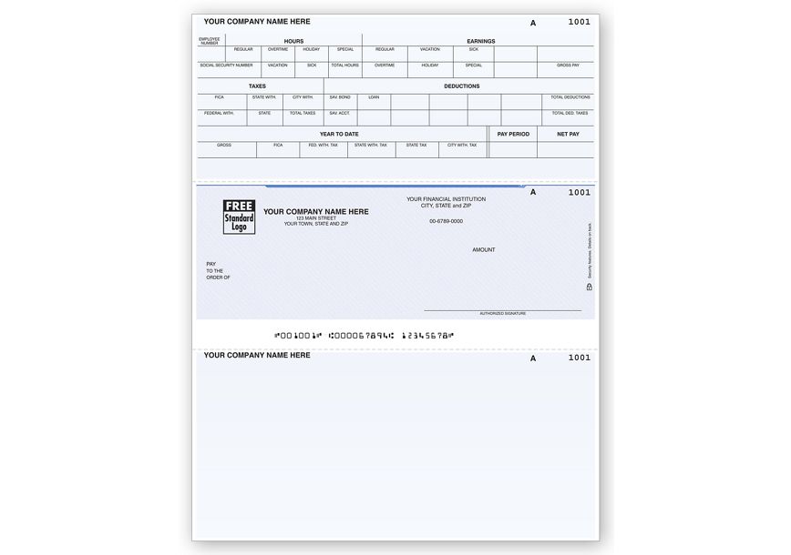 Payroll Checks - Laser Middle Payroll Check - DLM362 by Deluxe