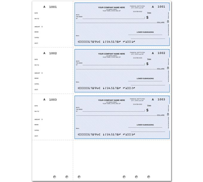 Business Checks - Laser Wallet Check, Lined, Hole-Punched - DLW010 by ...