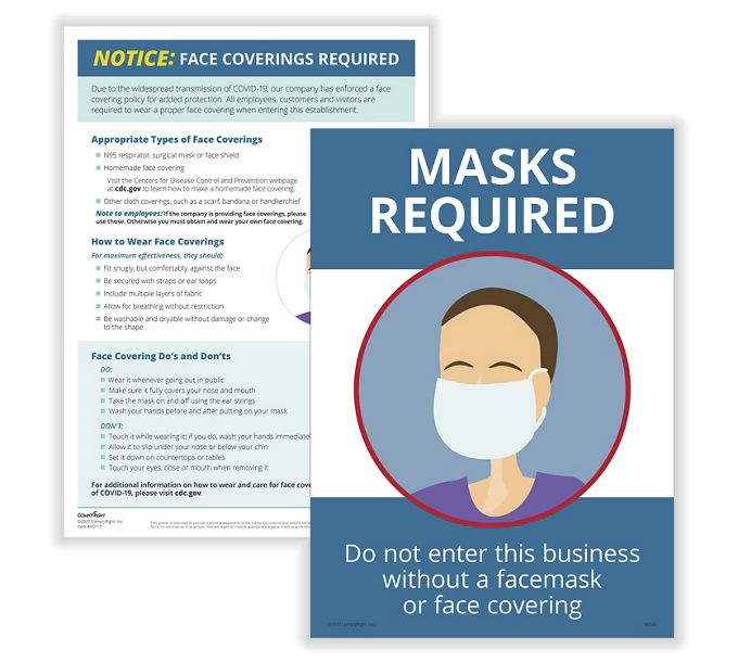 Face Coverings/Masks Required Poster Set | Deluxe.com