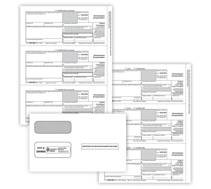 1099-NEC Laser Z Print Packaged 3-Part 3-Up Forms (50 Employees) 1099-NEC Laser Z Print Packaged 3-Part 3-Up Forms (50 Employees)