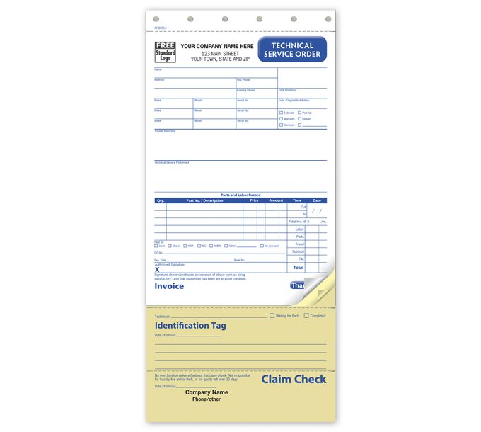 Technical Service Order, Carbonless | Deluxe.com