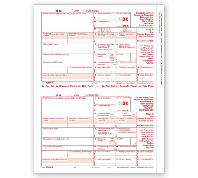 Laser 1099-R, Copy A, Bulk