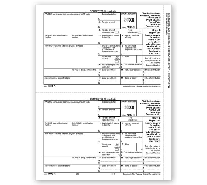 Laser 1099-R, Copy B, Bulk | Deluxe.com