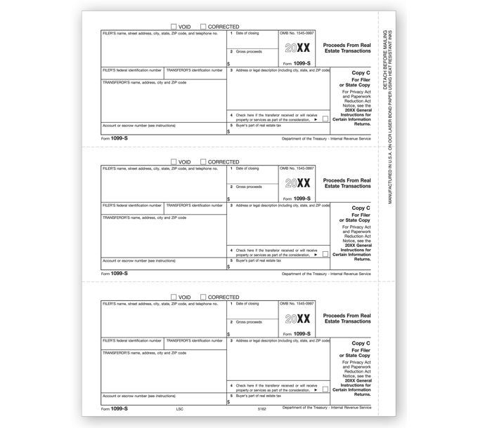 Laser 1099-S, Payer/State Copy C | Deluxe.com