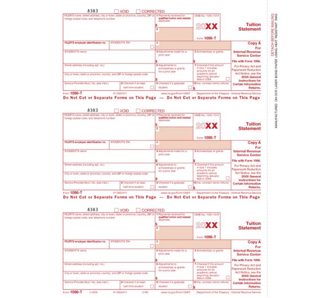 Laser 1098-T, Federal Copy A, Bulk | Deluxe.com