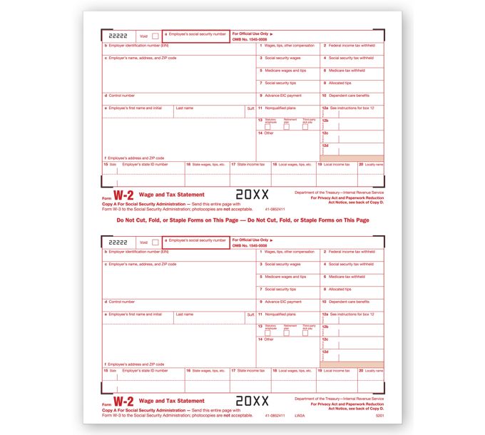 Laser W-2, Federal Copy A | Deluxe.com