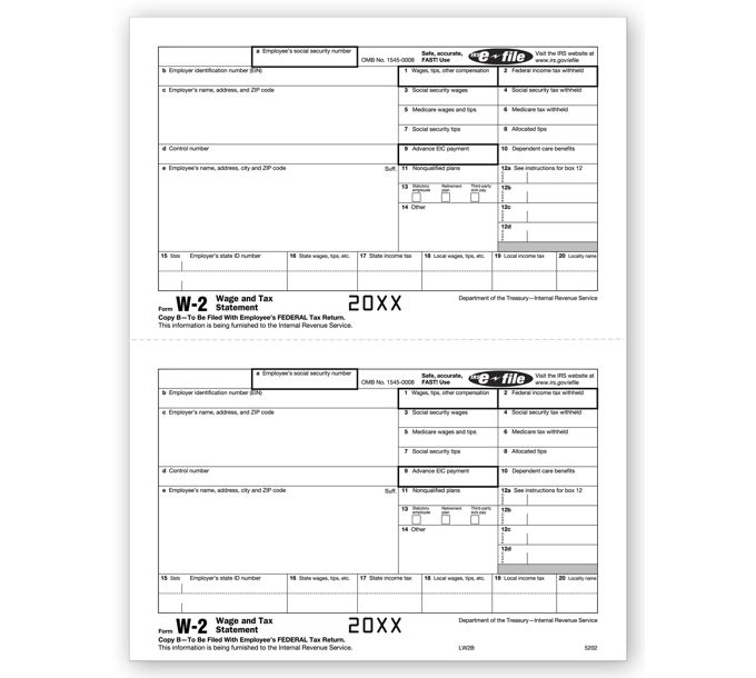 Laser W-2, Employee Copy B, Bulk | Deluxe.com