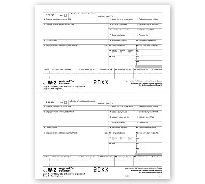 Laser W-2, Employer Copy 1/Copy D | Deluxe.com