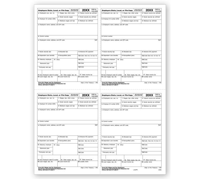 4-Up Laser W-2, Employer Copy | Deluxe.com