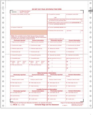 2020 Continuous W-2C Corrected Wage & Tax Statement | Deluxe.com