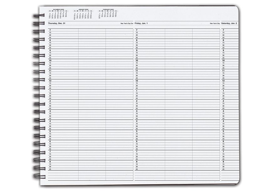 Appointment Books - TimeScan 3 Col 15 Min Wirebound Appointment Book ...