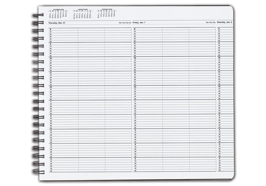 Appointment Books - TimeScan 3 Col 10 Min Wirebound Appointment Book ...