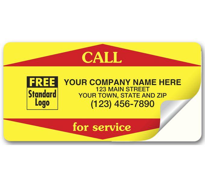 Business Labels - Yellow Call For Service Weather-Resistant Labels ...
